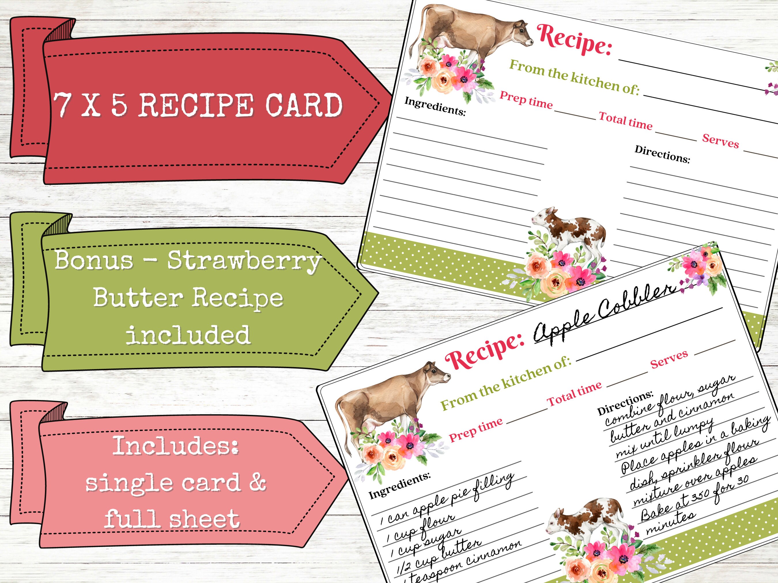Recipe Card, Farmhouse Design, Pioneer Woman Inspired, Scrapbook ...
