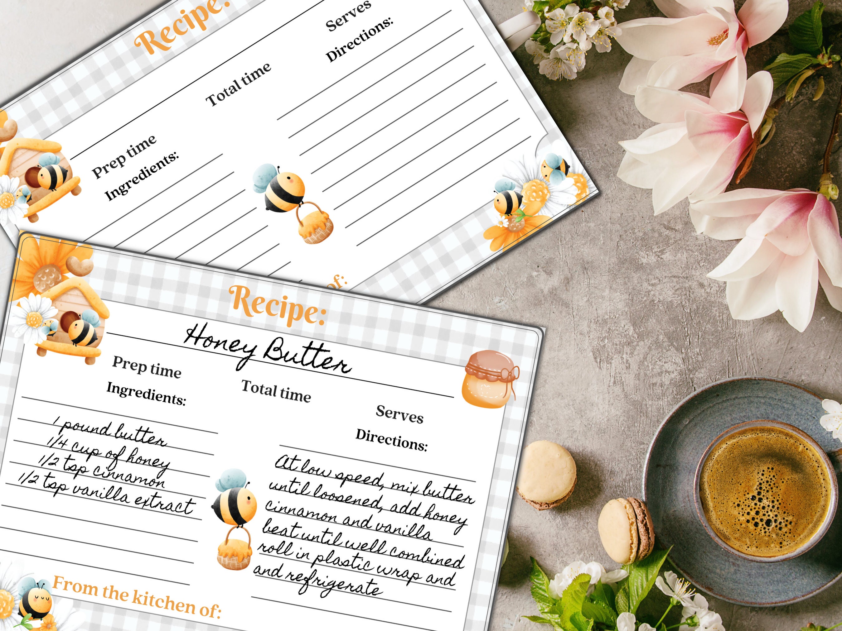 Farmhouse Recipe Card: Honey Bee Design (digital Download) - Etsy