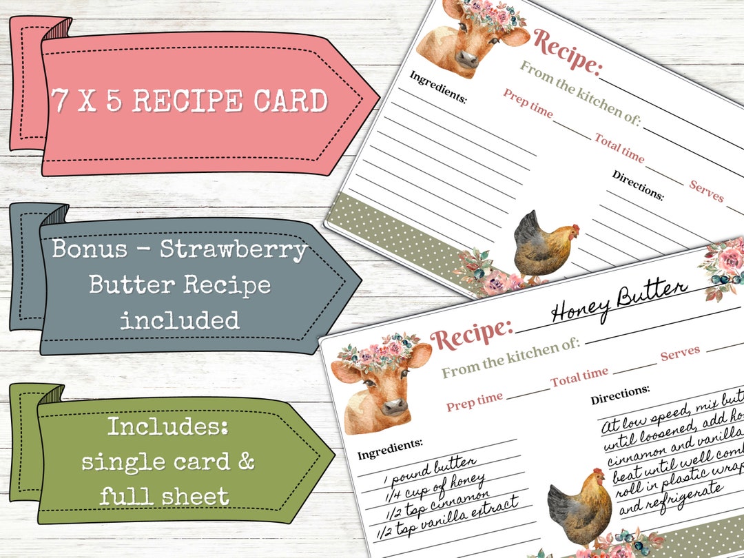Recipe Card, Farmhouse Design, Pioneer Woman Inspired, Scrapbook ...