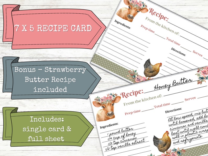 Recipe Card Farmhouse Design Pioneer Woman Inspired - Etsy
