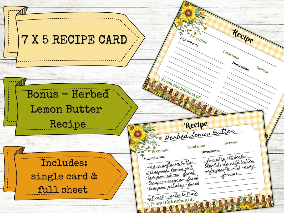 Recipe Card, Farmhouse Design, Pioneer Woman Inspired, Scrapbook ...