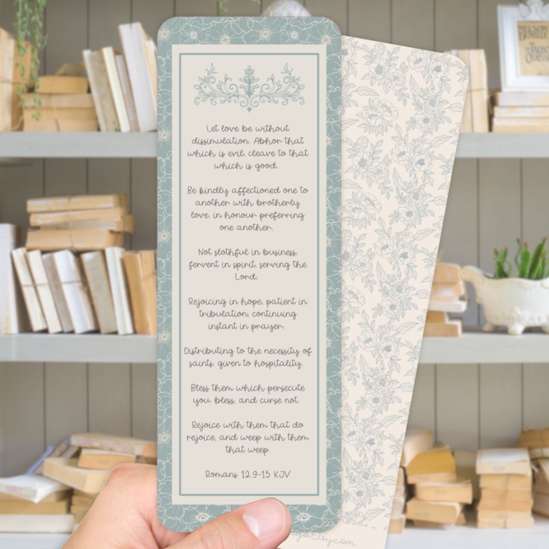 Bible Verse Bookmark, Romans 12:9-15, KJV, Double Sided, Laminated ...