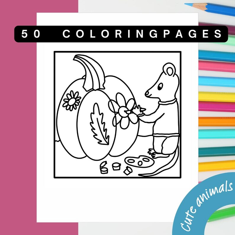Autumn Animals Coloring Pack Printable | 50 Detailed Fall Illustrations ...