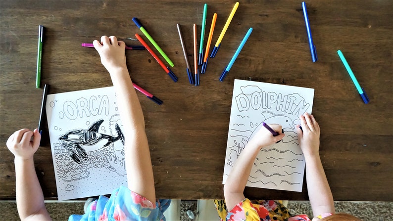 Ocean Whales and Fish Kids Coloring Pack | 11 Coloring Pages | Digital ...