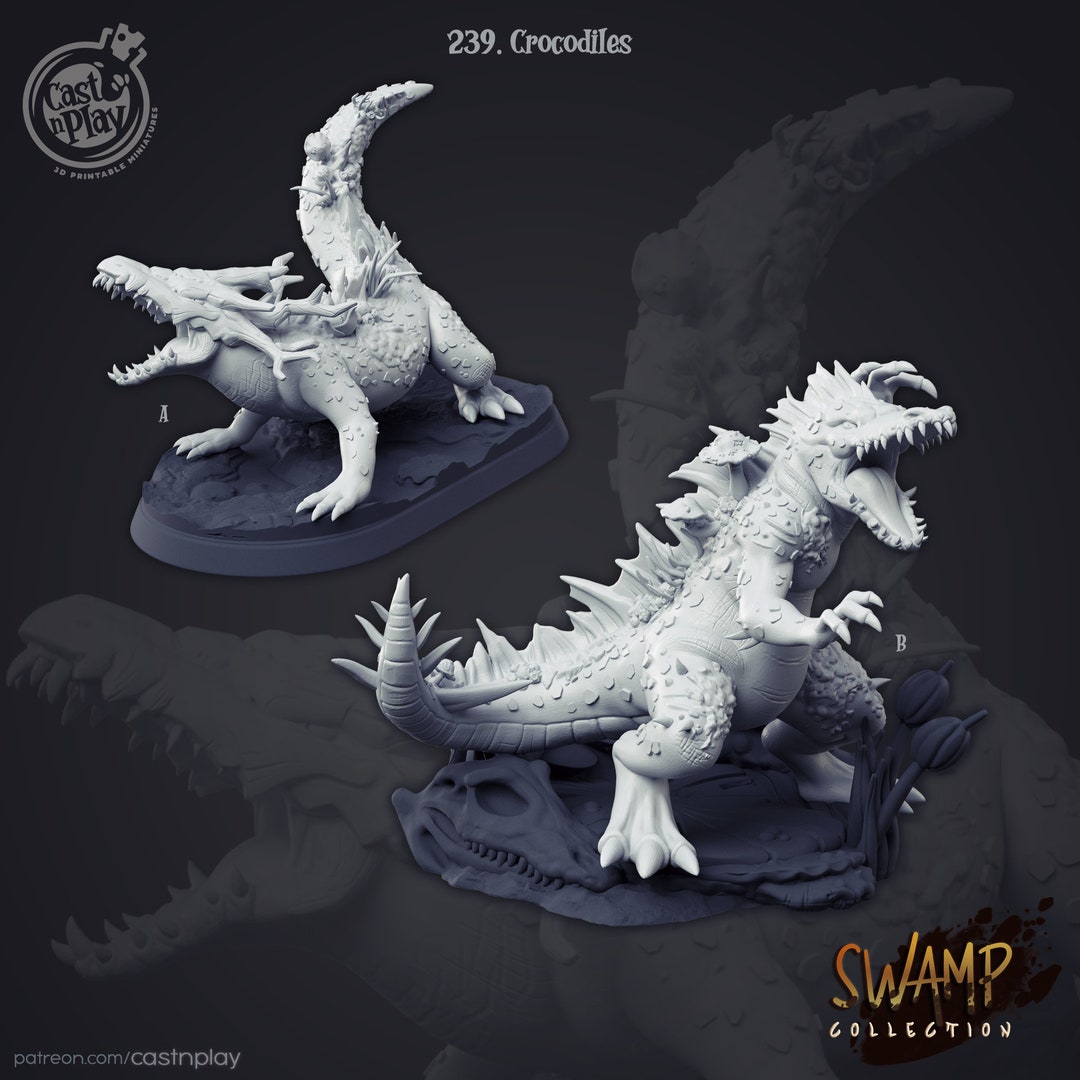 Crocodiles D&D Dnd Dungeons and Dragons Wargaming 3D Printed Model Role ...