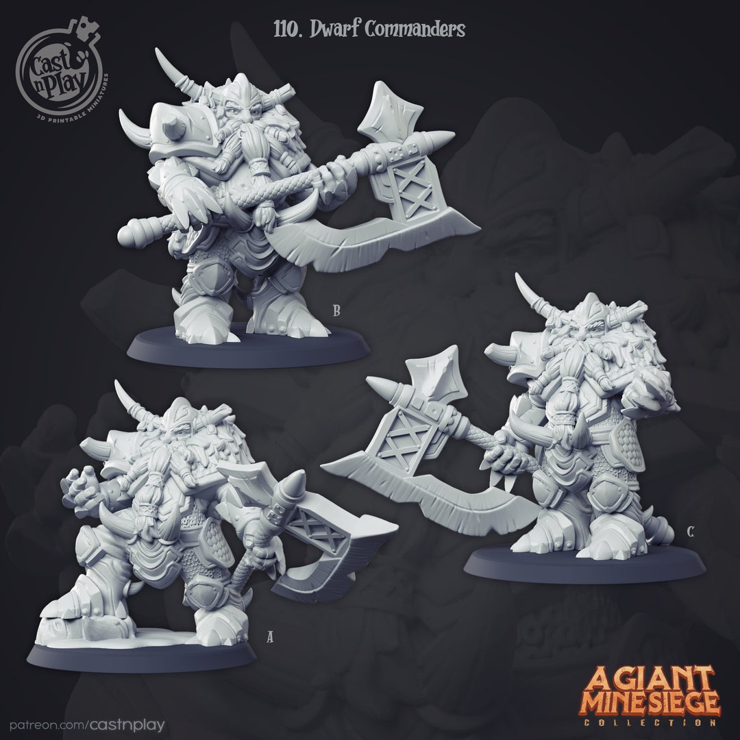 Dwarf Commander D&D Dnd Dungeons and Dragons Wargaming 3D Printed Model ...