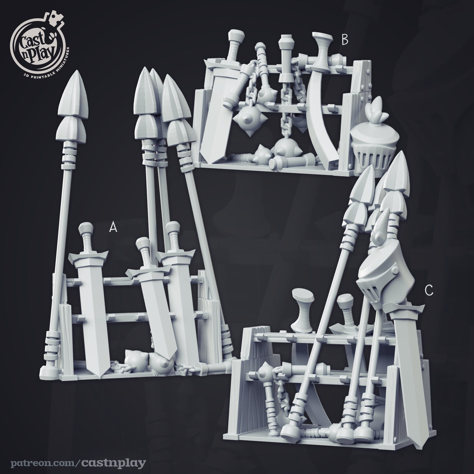 Weapon Racks D&D Dnd Dungeons and Dragons Wargaming 3D Printed Model ...