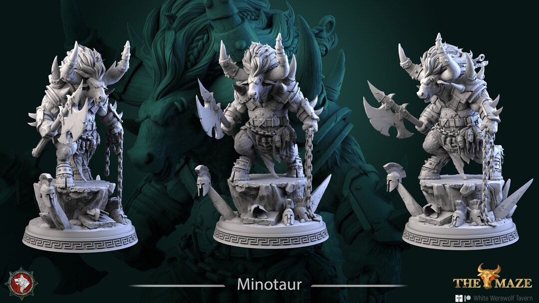 Minotaur D&D Dnd Dungeons and Dragons Wargaming 3D Printed Model Role ...