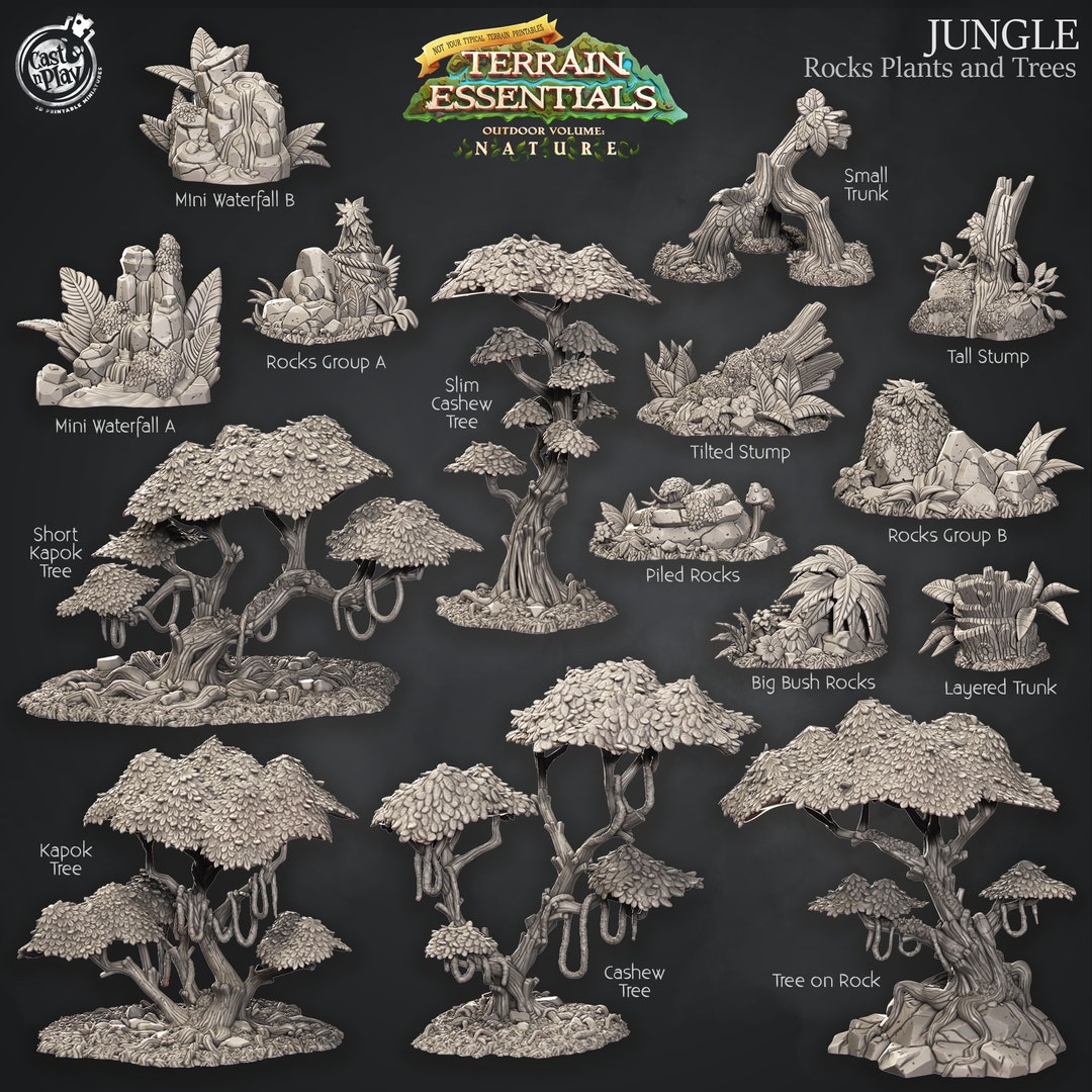 Jungle Terrain Rocks, Plants, and Trees D&D Dnd Dungeons and Dragons ...