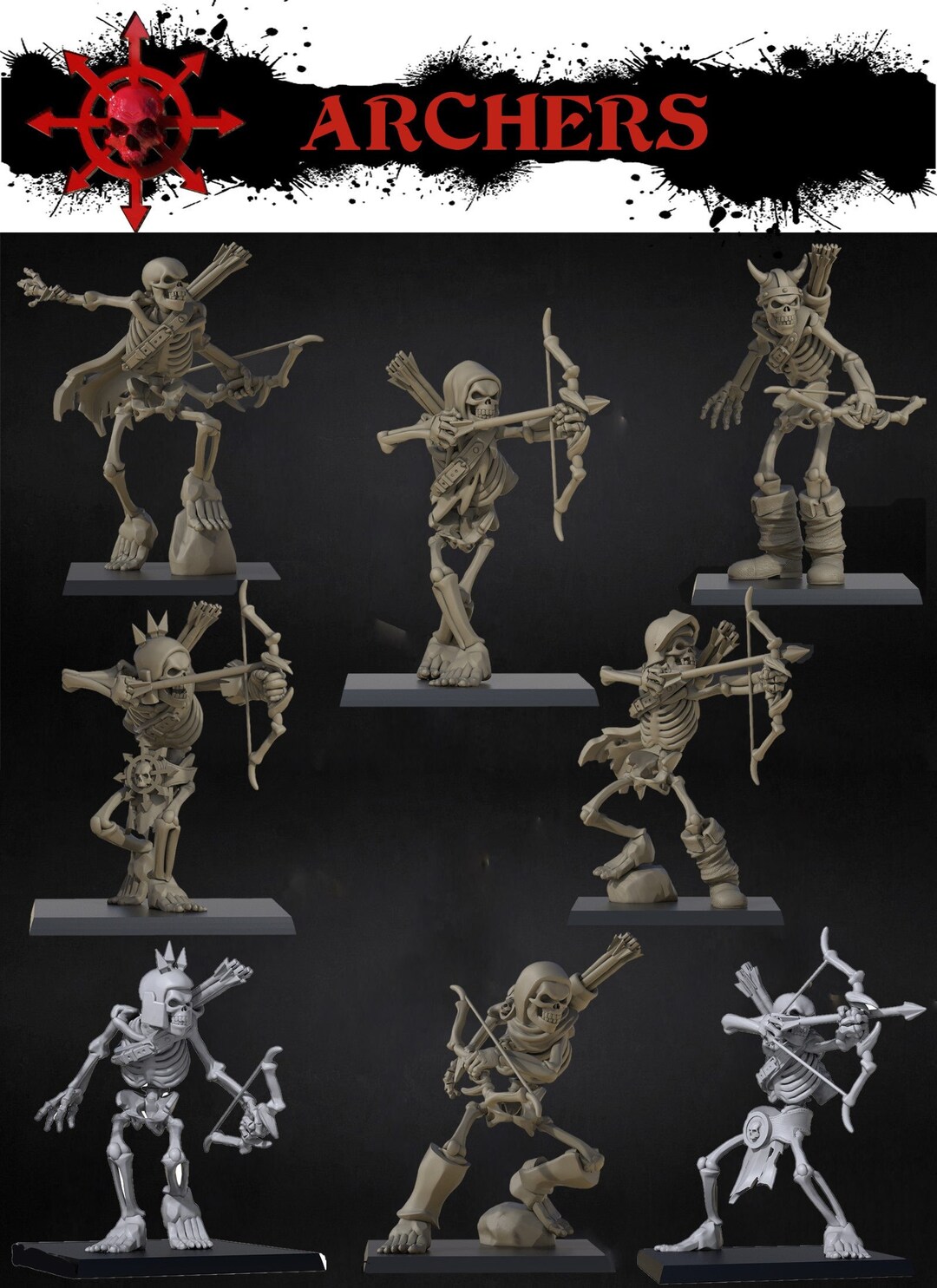 Skeletal Archer Bundle D&D Dnd Dungeons and Dragons Wargaming 3D ...