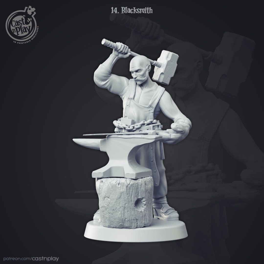 Blacksmith D&D Dnd Dungeons and Dragons Wargaming 3D Printed Model Role ...