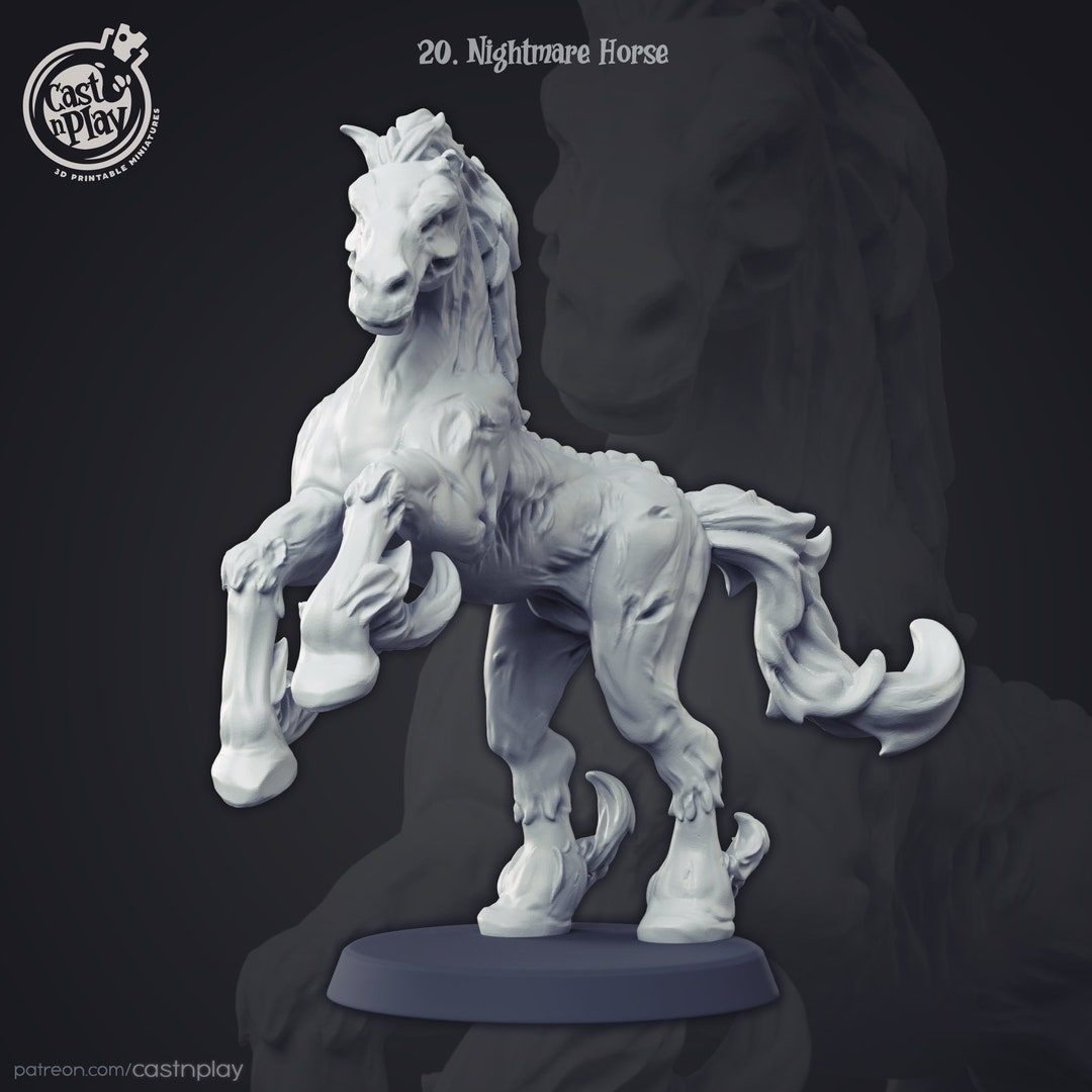 Nightmare Horse D&D Dnd Dungeons and Dragons Wargaming 3D Printed Model ...