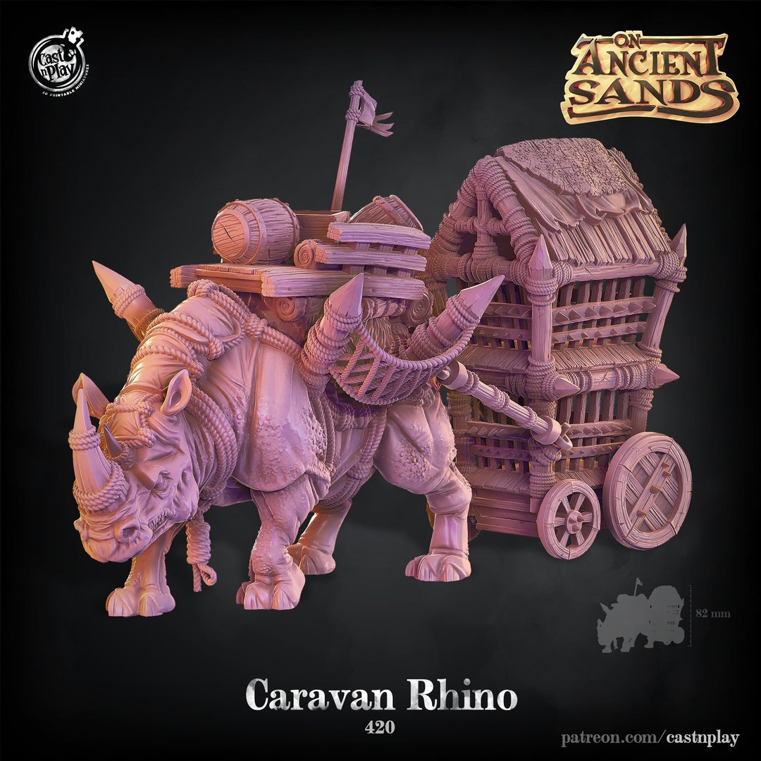 Caravan Rhino D&D Dnd Dungeons and Dragons Wargaming 3D Printed Model ...