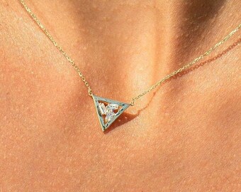 Gold Triangle Pendant Necklace - Etsy