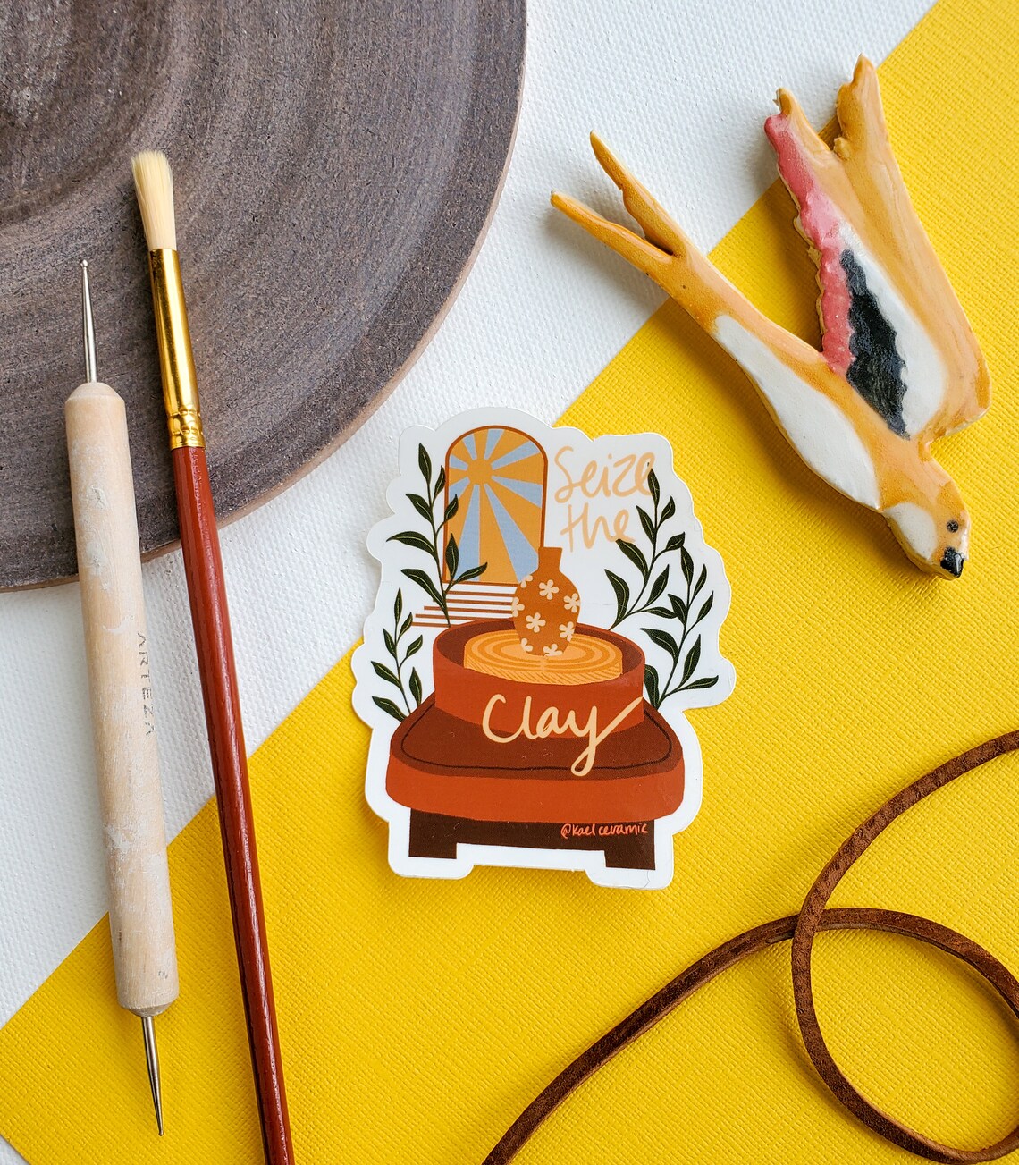 Seize the Clay Vinyl Sticker Pottery Stickers Botanical - Etsy