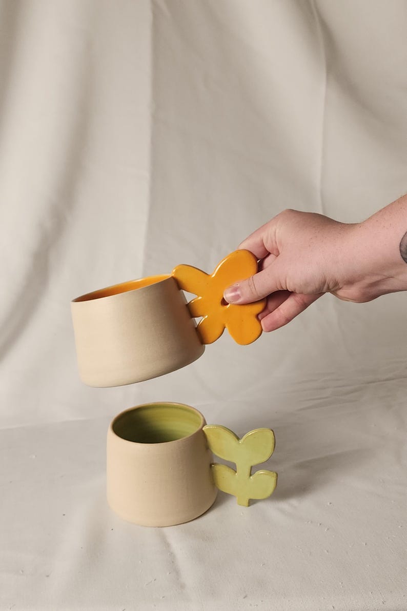 CUSTOM Flower Handle Mug - Choose Your Own Flower Style and Color, Made ...