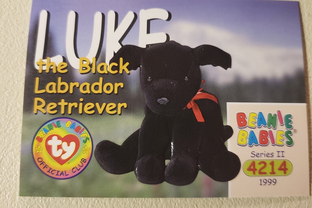 Vintage 1999 Ty Beanie Babies Offical Club Card Luke the Black Labrador ...