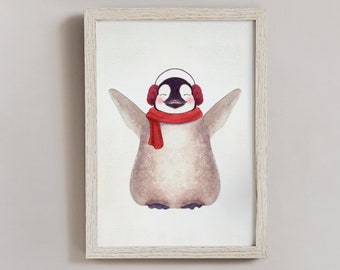 Cute Penguin Open Printable Monthly Calendar Planner, Digital Download ...