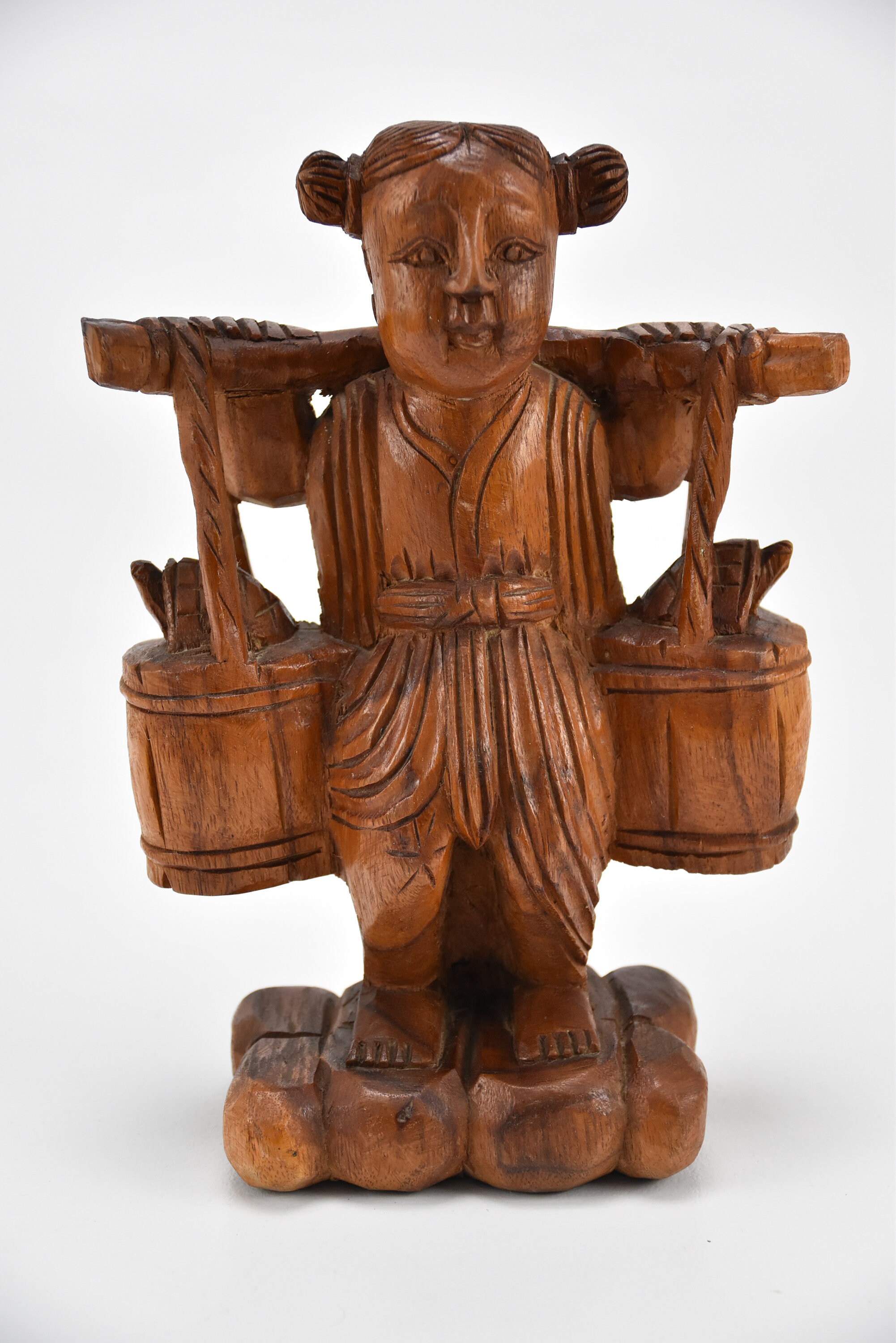 Vintage Wooden Asian Chinese Oriental Carved Wooden Girl Woman Figure ...