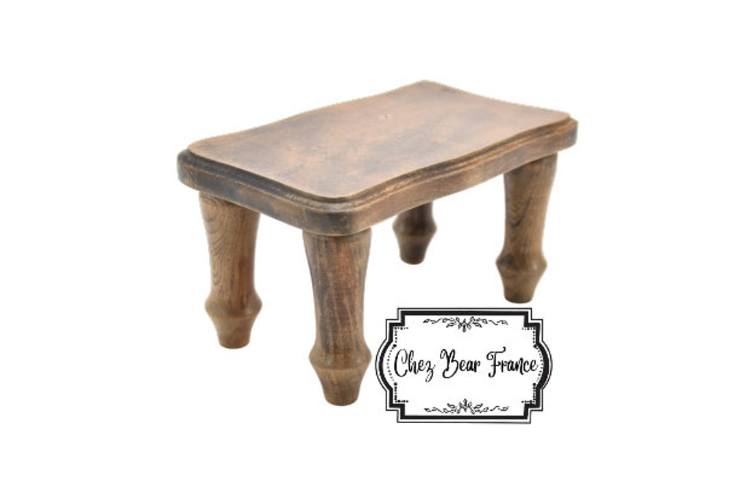 Vintage French Small Wooden Mini Bench Wood Step Kid's Room Toy Seat ...