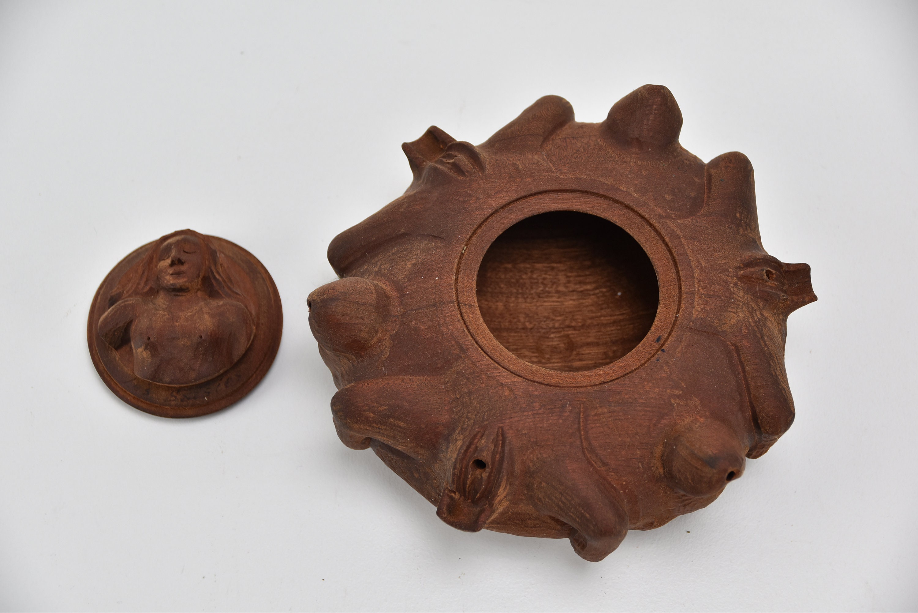 Vintage French Wood Penishead and Virgina Grolle Grole Carved Bowl ...
