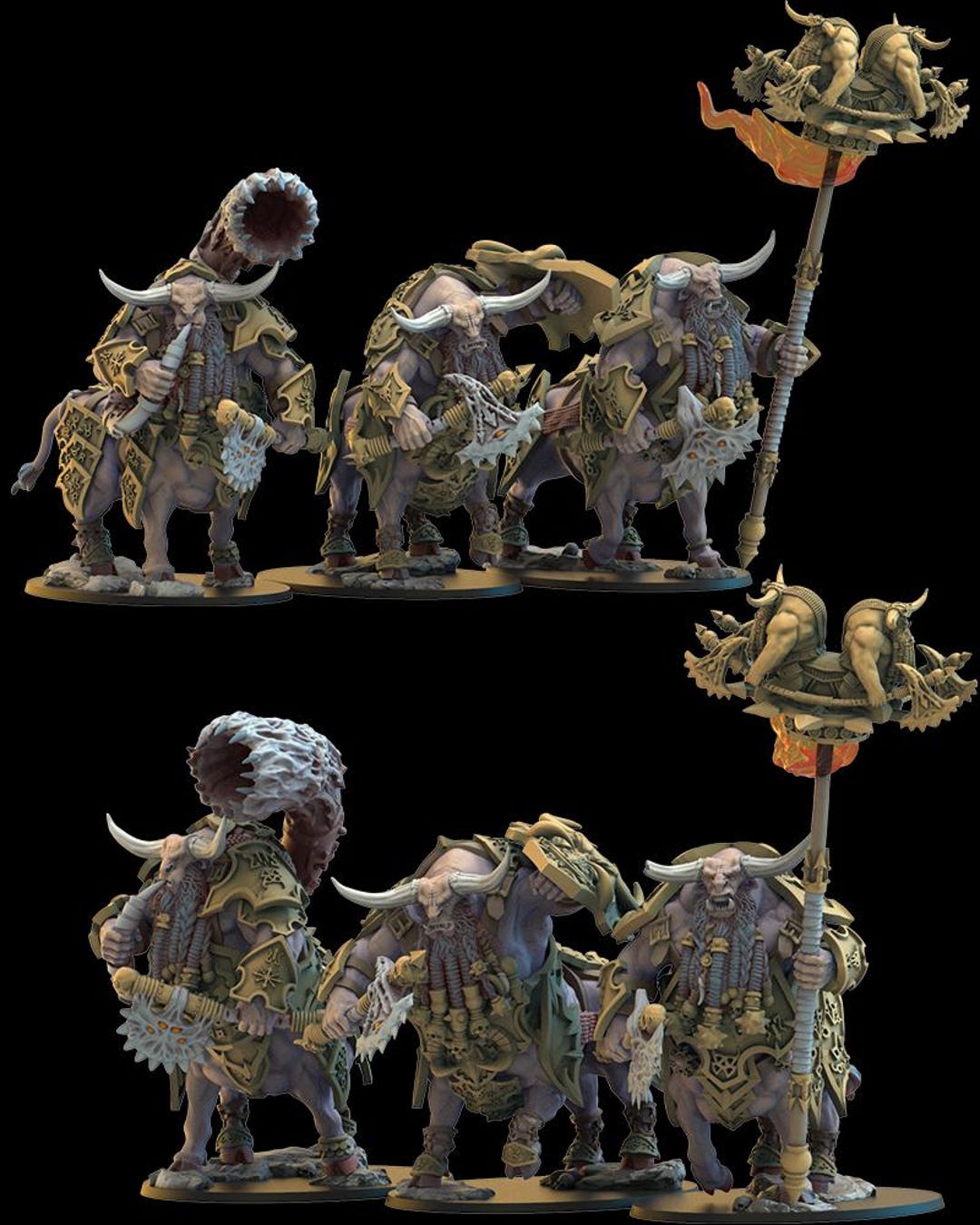 Infernal Dwarf Bull Centaur Command - Lost Kingdoms Miniatures - Etsy