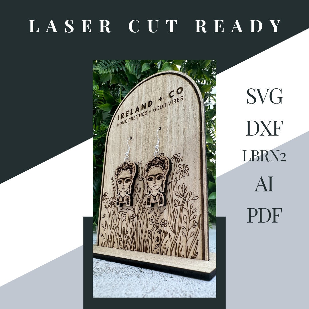 Laser Cut File Frida Kahlo Retro Jewellery Laser Cut Earrings SVG DXF ...