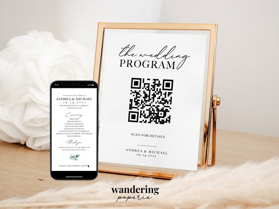 Digital Wedding Program & QR Code Bundle Template Scan QR - Etsy