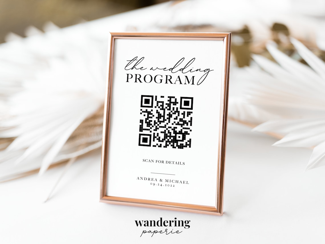 Digital Wedding Program & QR Code Bundle Template Scan QR - Etsy