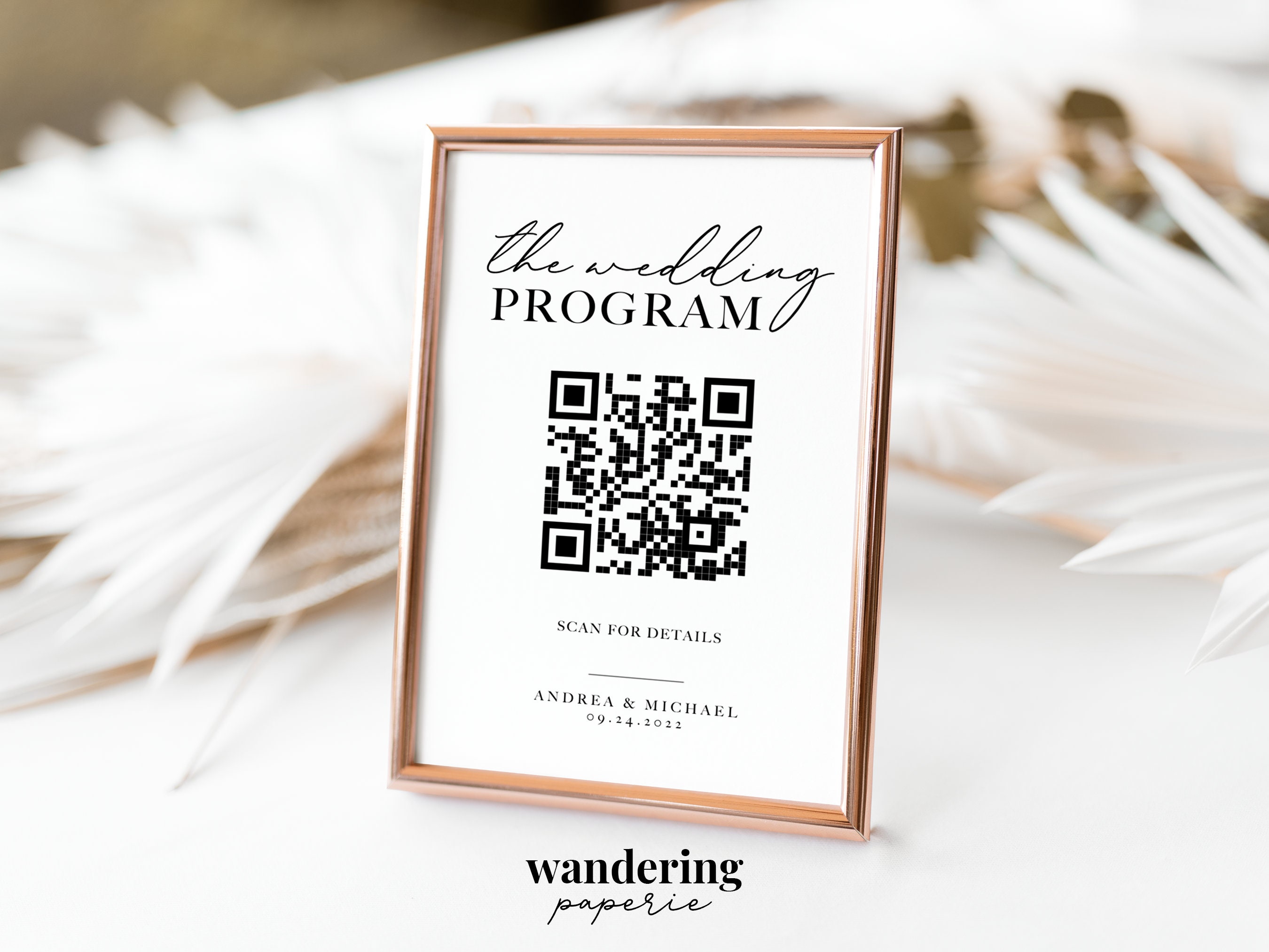 Digital Wedding Program & QR Code Bundle Template Scan QR - Etsy