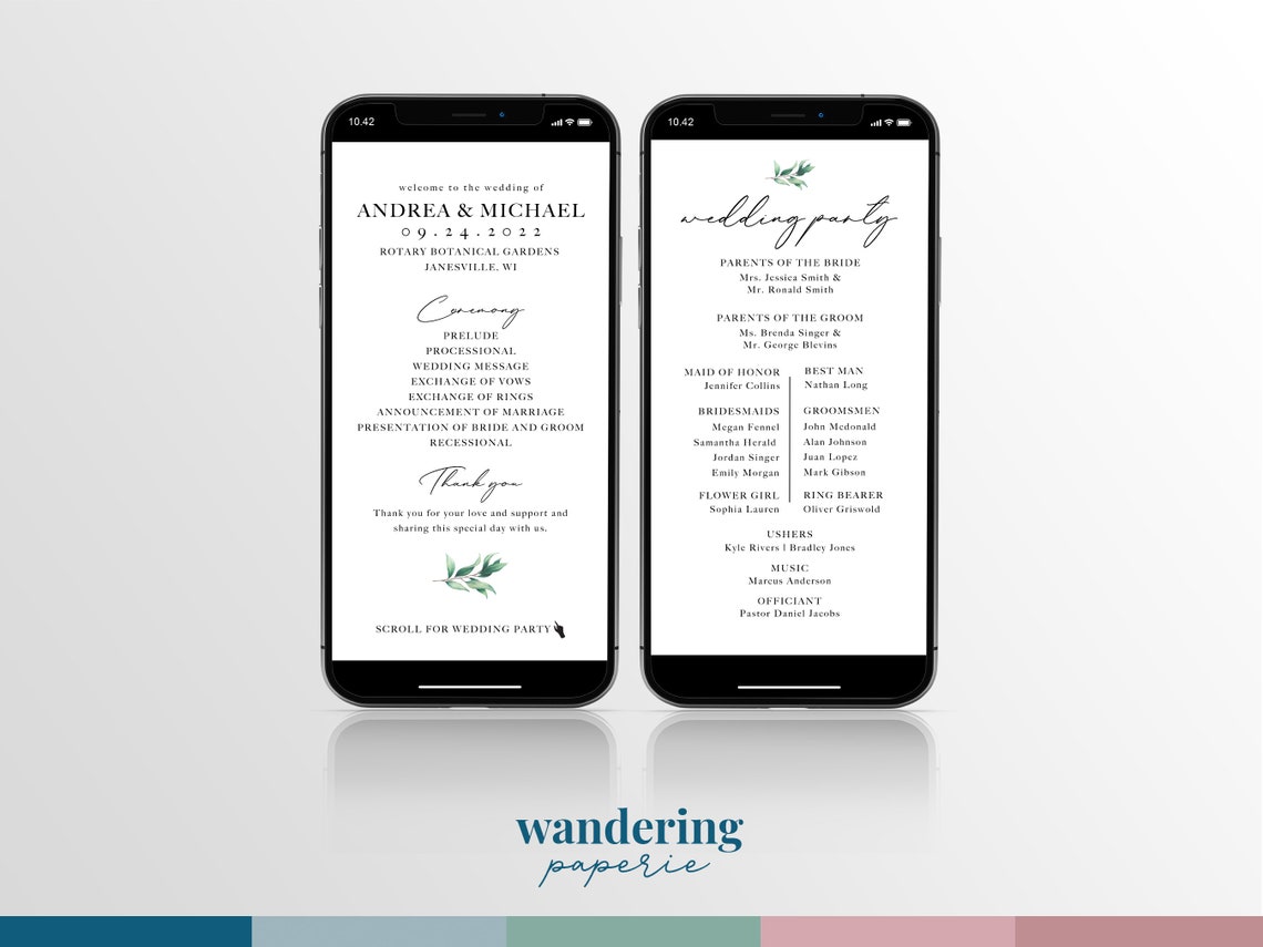 Digital Wedding Program & QR Code Bundle Template Scan QR - Etsy