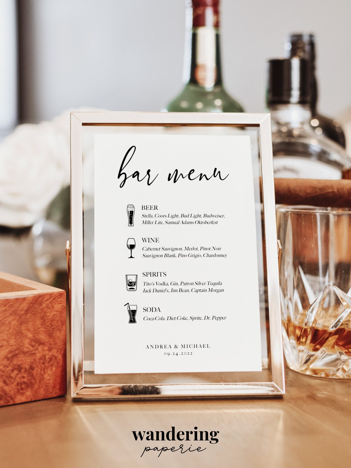 Bar Menu Wedding Sign Event Bar Menu Sign Template Open Bar - Etsy