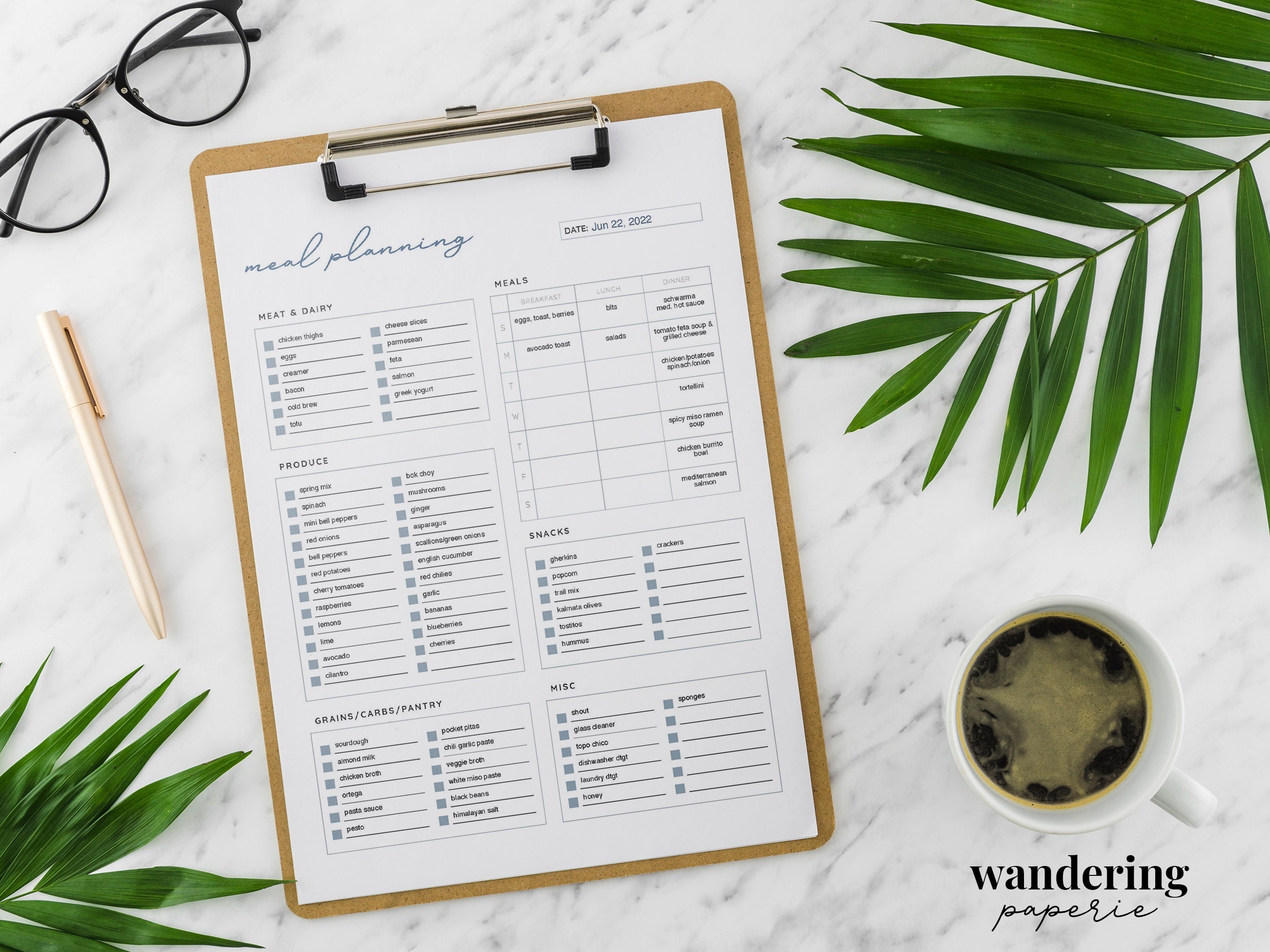 Grocery List PDF Form, Editable Meal Planner and Grocery List, Editable ...