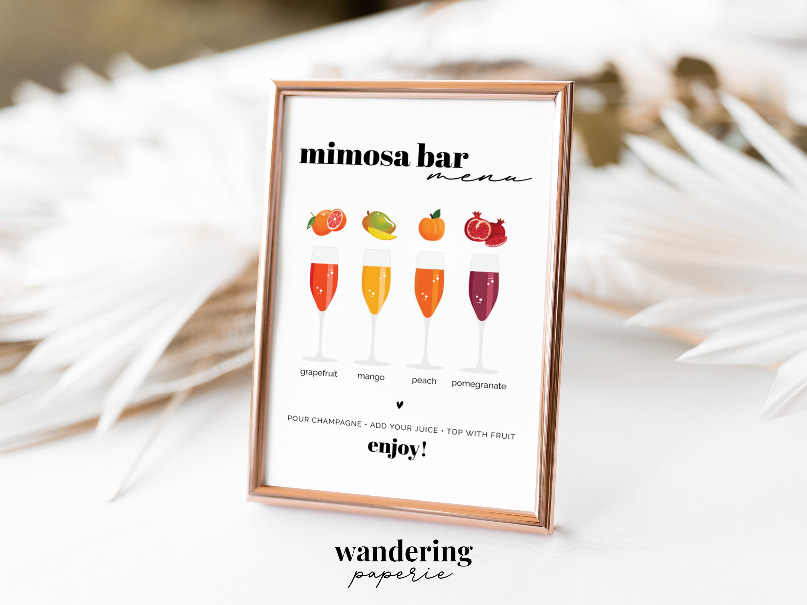 Mimosa Bar Menu Template, Bachelorette Party Mimosa Bar, Bridal Shower ...