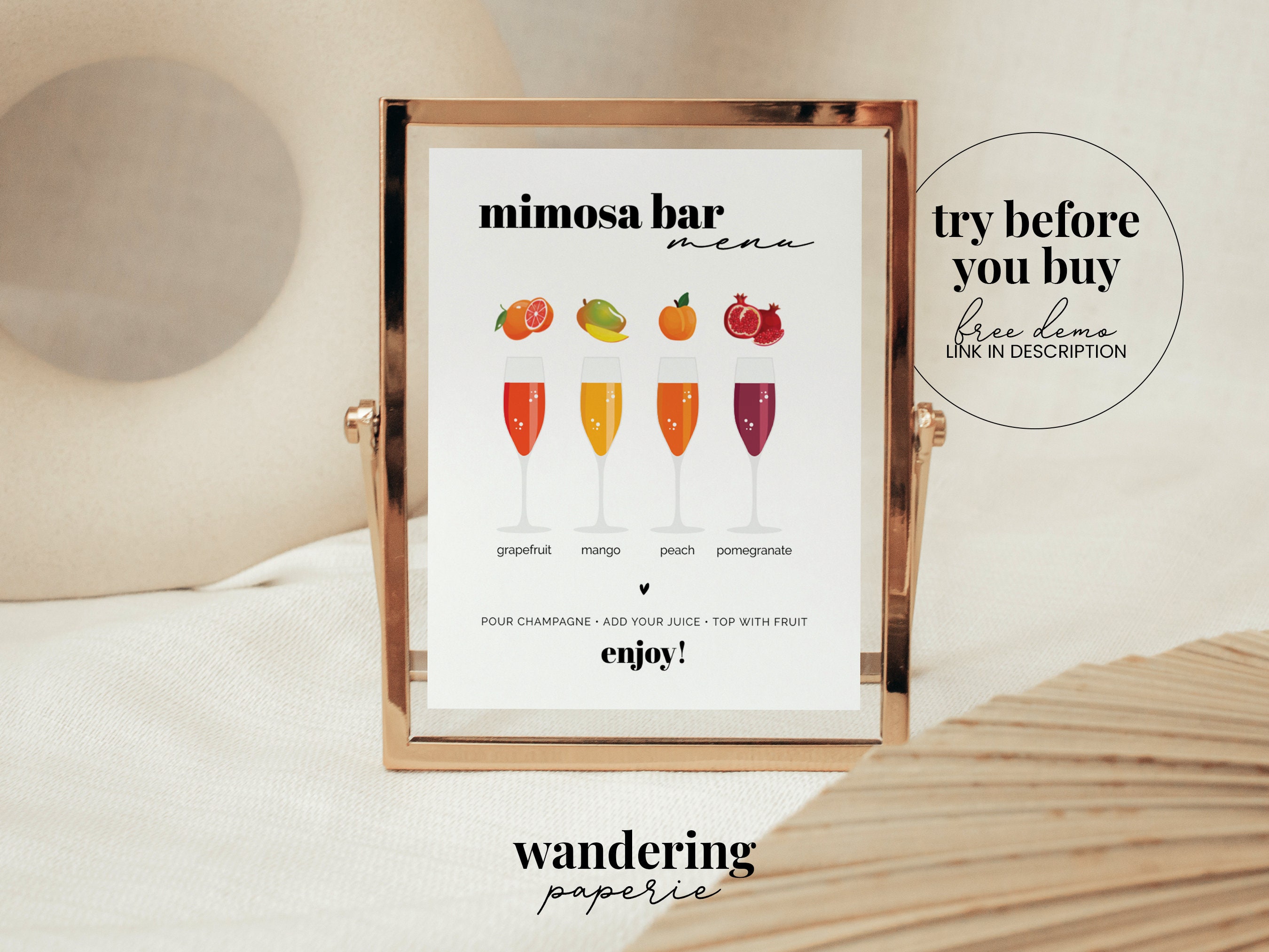 Mimosa Bar Menu Template Bachelorette Party Mimosa Bar - Etsy Ireland