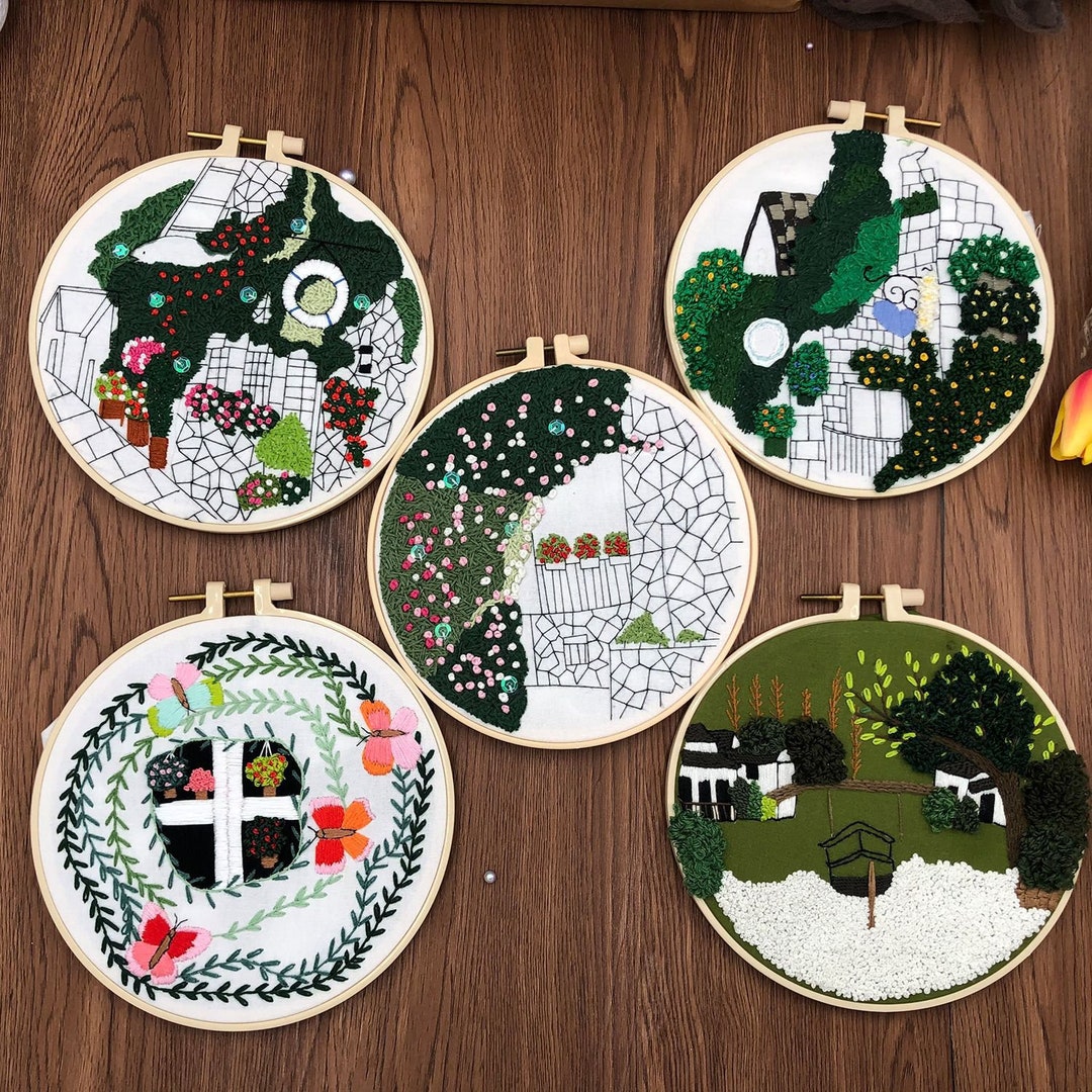 Rural Landscape Beginner Embroidery Kit Easy Embroidery Kit - Etsy