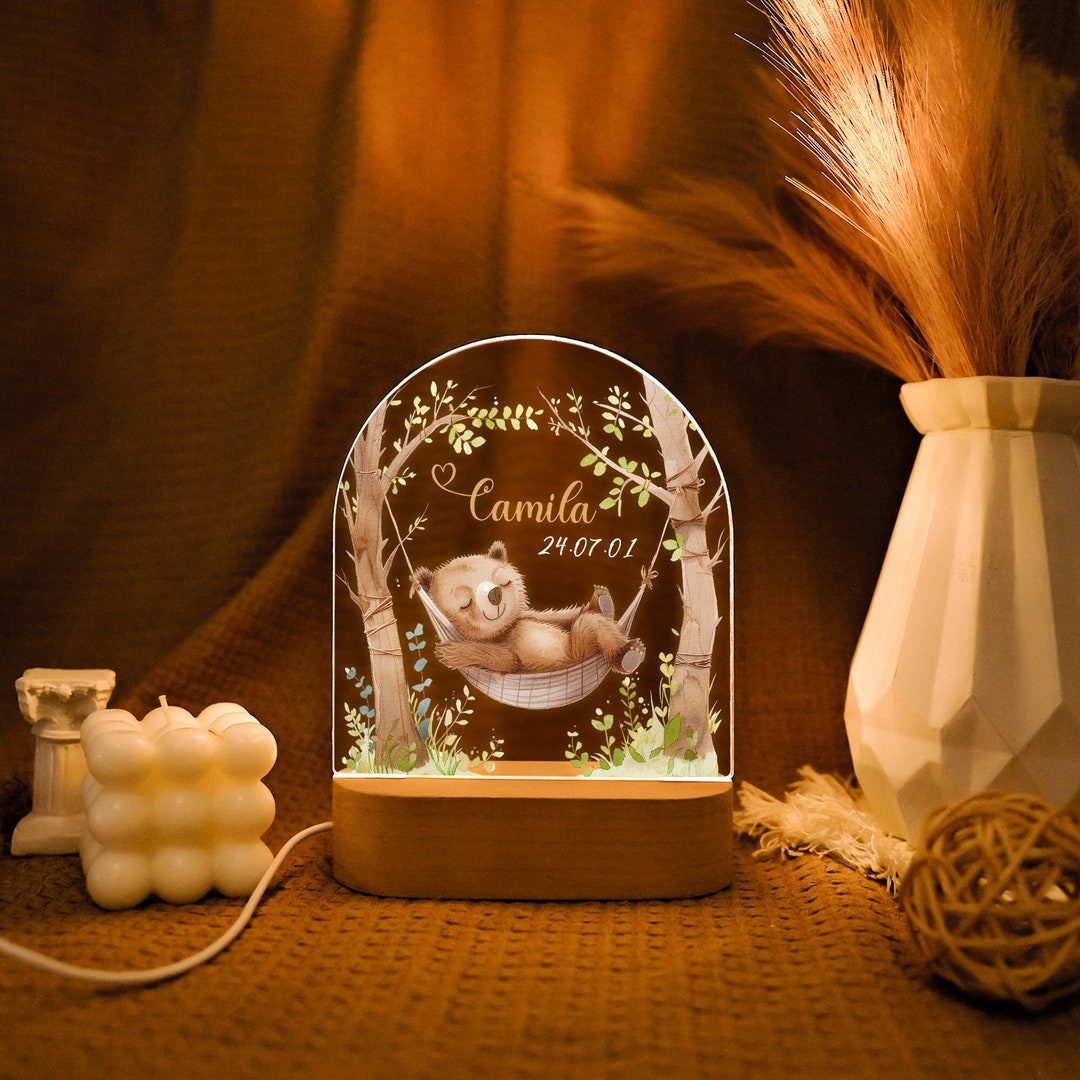 Custom Cute Animals Night Light for Baby,personalized Bear Swing With ...