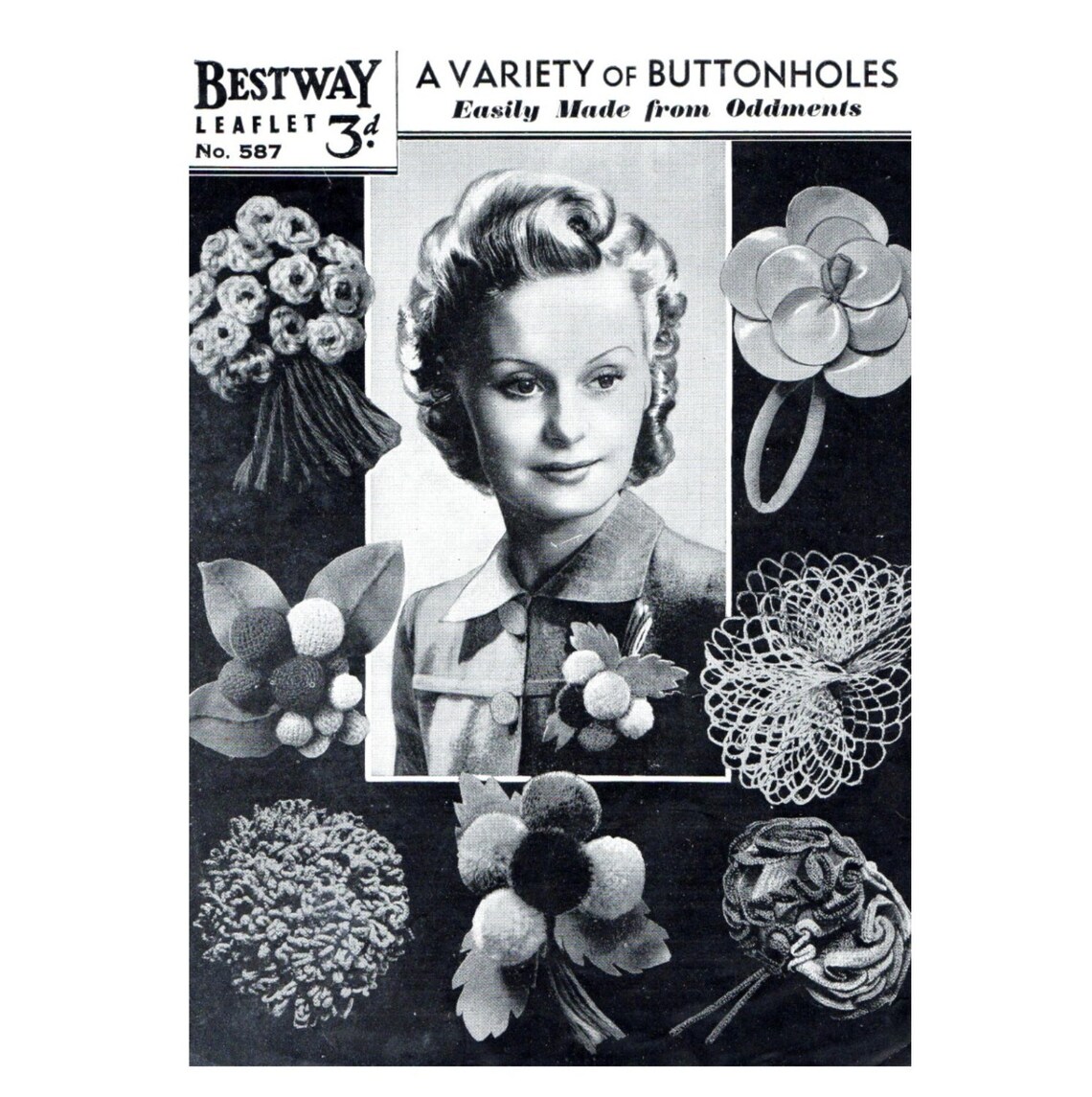 Craft Pattern 1940s Variety of Buttonholes Crochet Felt Wool Leather ...