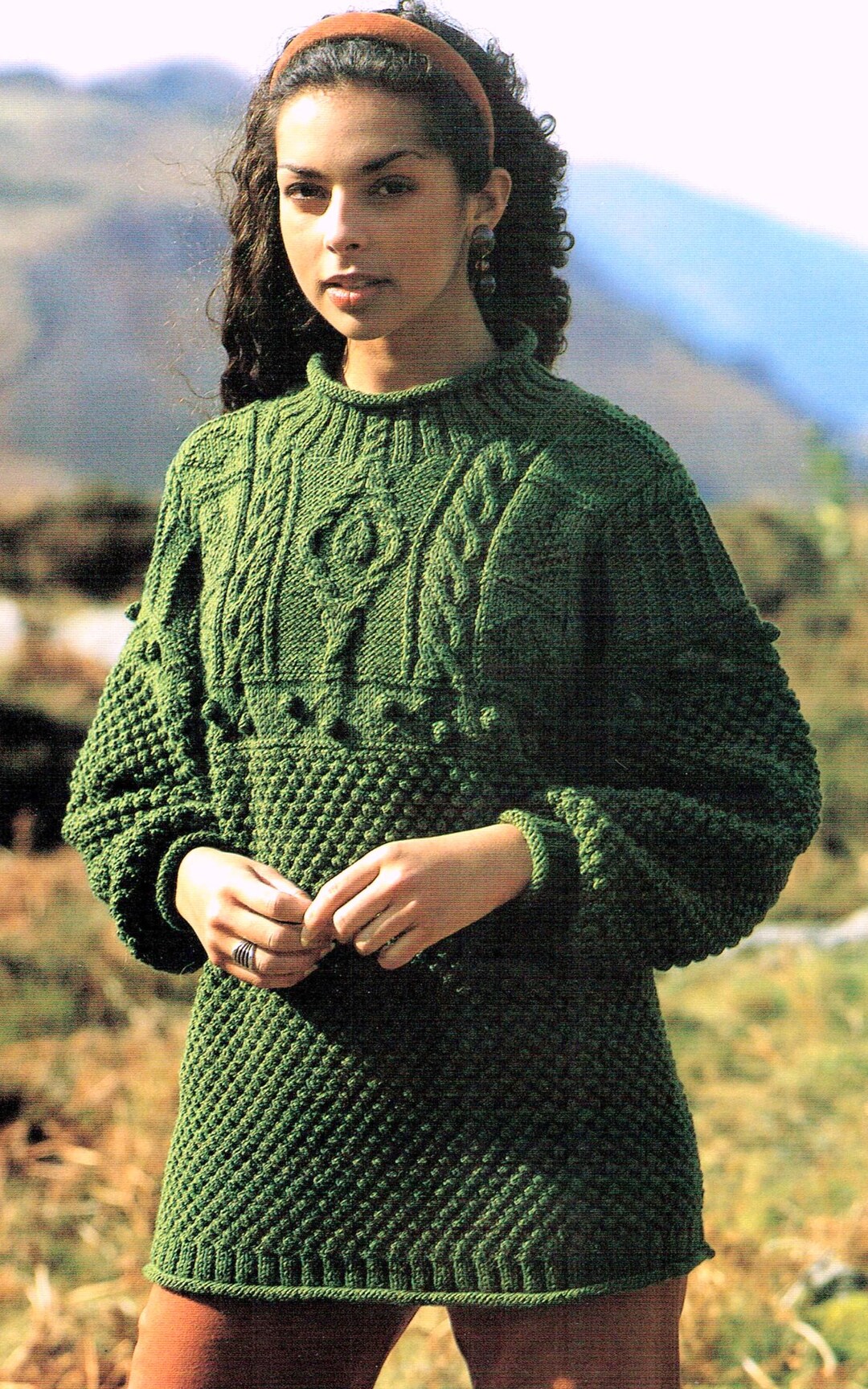 Vintage Knitting Pattern PDF Aran Guernsey Tunic Style Sweater Jumper ...