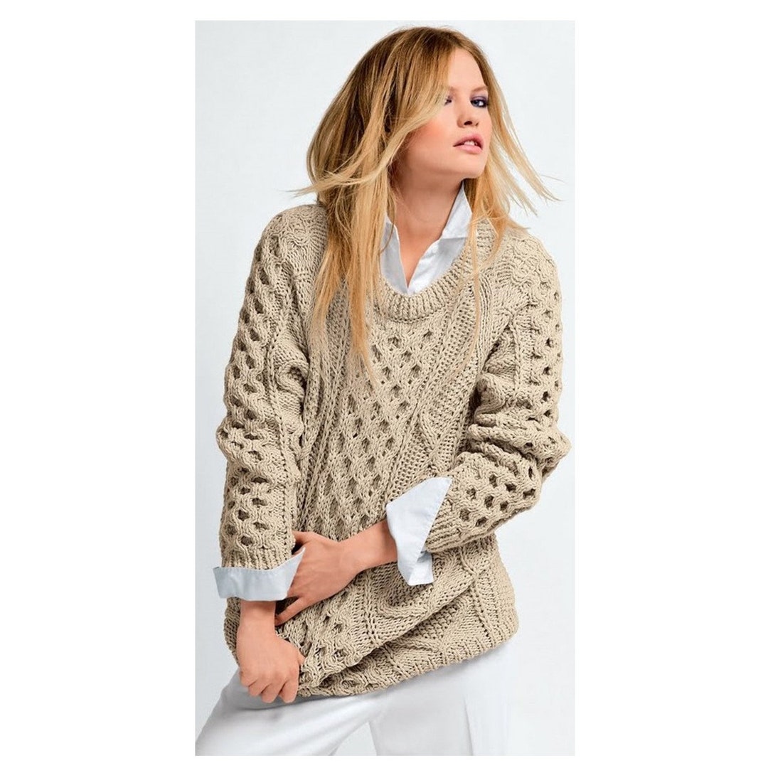 RETIREMENT SALE *** Vintage Knitting Pattern Aran Cable Sweater Irish ...