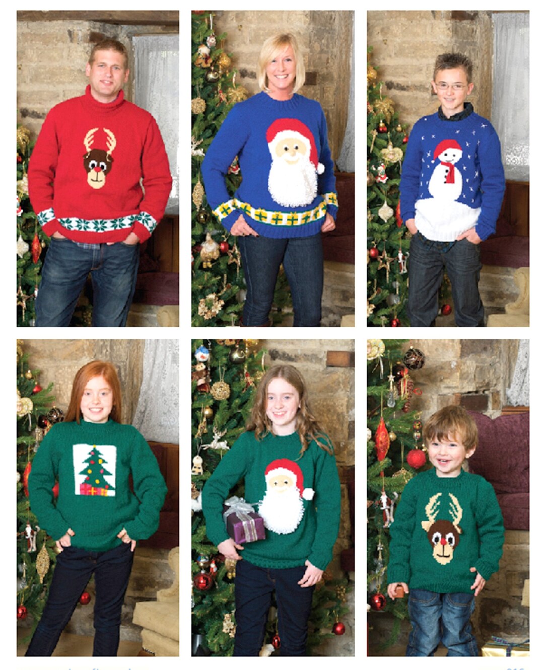 Vintage Knitting Pattern Family Christmas Sweaters Jumper Pullover ...