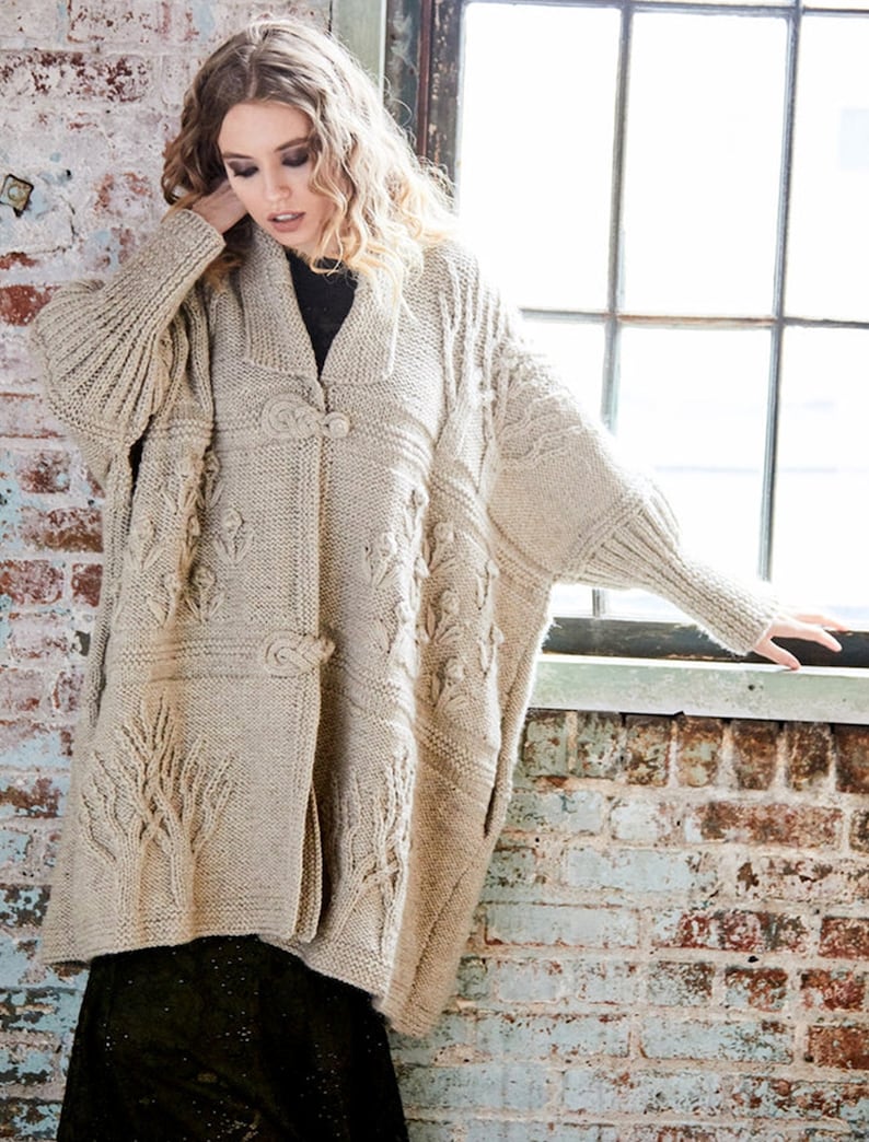 Vintage Knitting Pattern Aran Tree of Life Jacket Cardigan Coat Chest ...