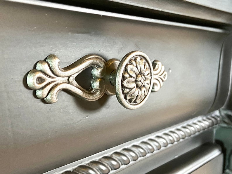 Large Black Buffet 12 Drawer Dresser, Custom Refinished Matte Black ...