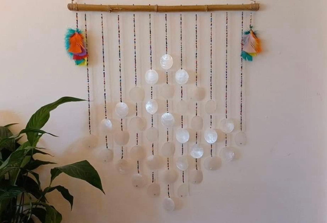 Capiz Shell and Glass Bead Wall Art, Window Valance, Sun Catcher - Etsy