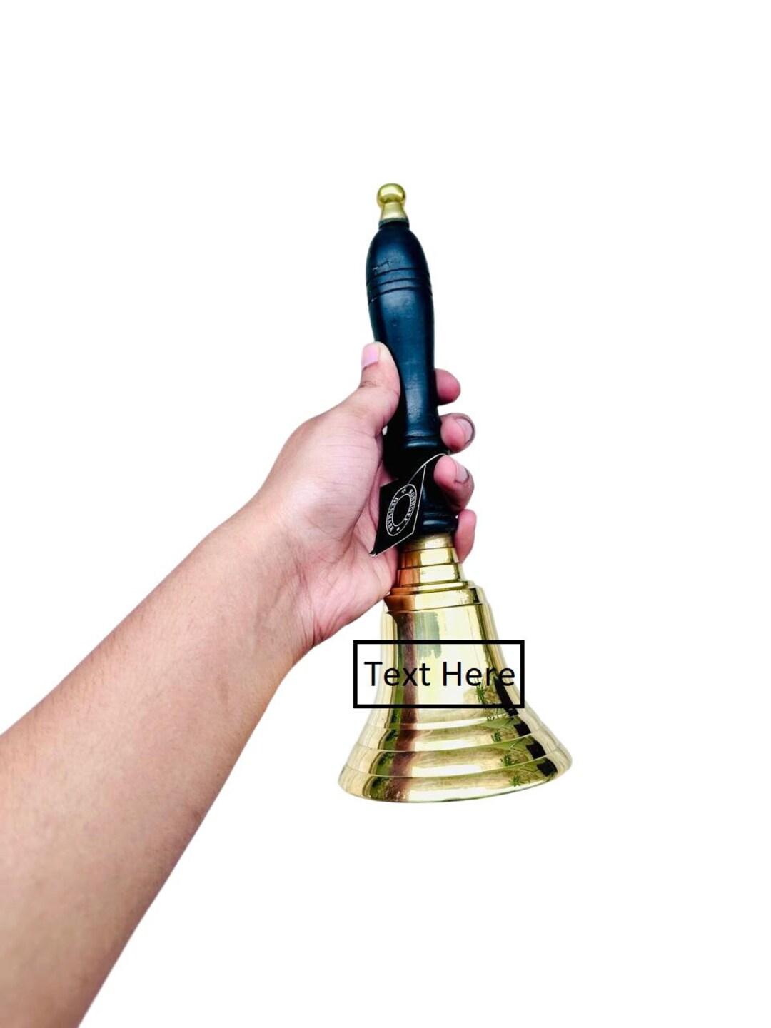 Personalized Engraved Solid Brass Hand Bell: Dark Wood Handle, Large ...