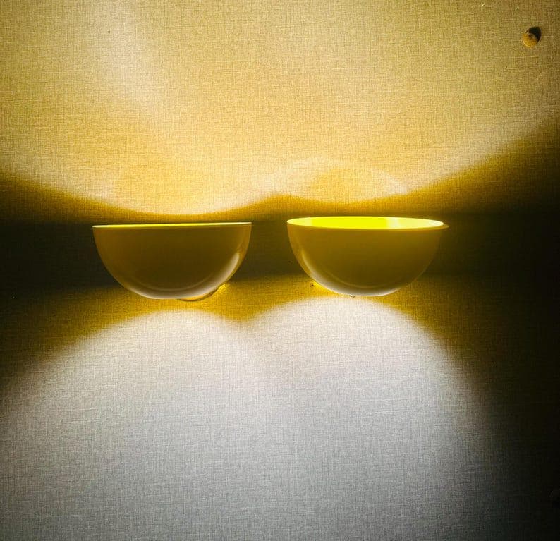 Custom Brass Wall Sconce: Mid Century Modern Yellow Shade Bedside Light ...