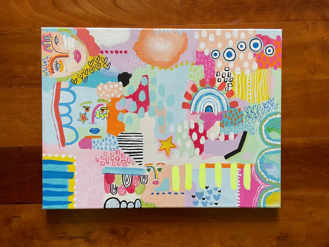 Preppy Abstract Bright Painting - Etsy