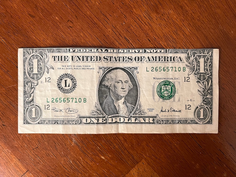 Collectibles - One Dollar Bill Series 2001 Misaligned Error - Etsy