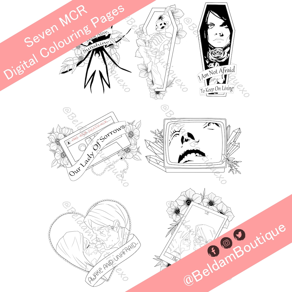 My Chemical Romance Digital Colouring Pages - Etsy UK
