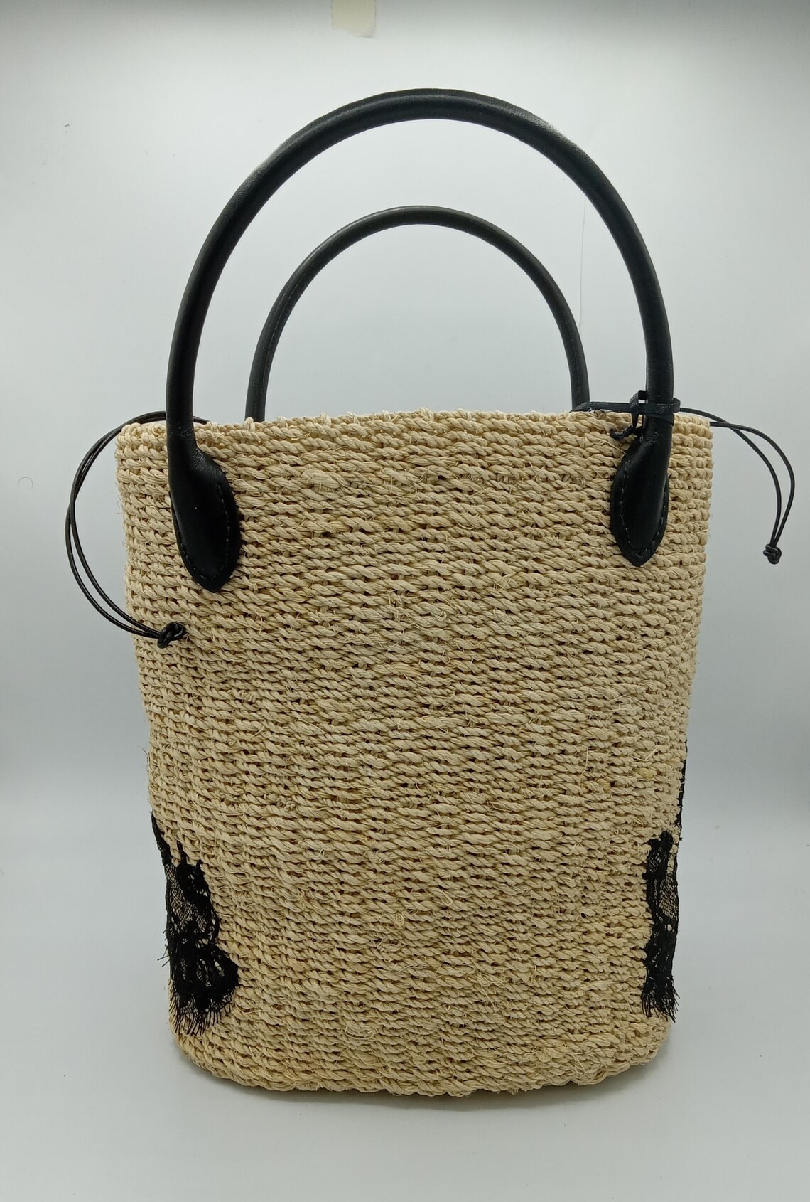 Straw Tote With Hand Stitched Chantilly Lace Applique Fully Lined ...